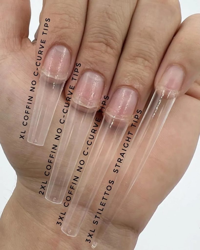 Coffin No C Curve Tips (Clear & Natural) – Emily's Nail World