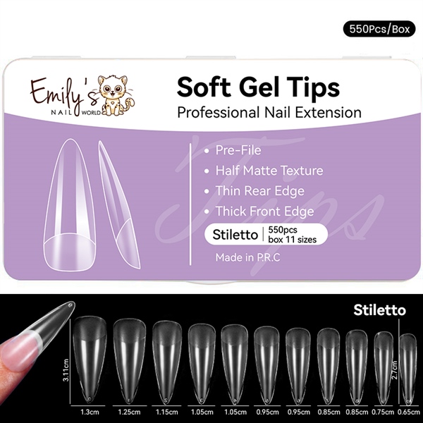Soft Gel Nail Tips (550pcs/box) – Stiletto