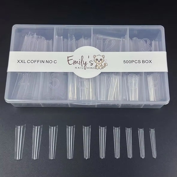 XXL Coffin No C (500pcs Box) – Clear Tips